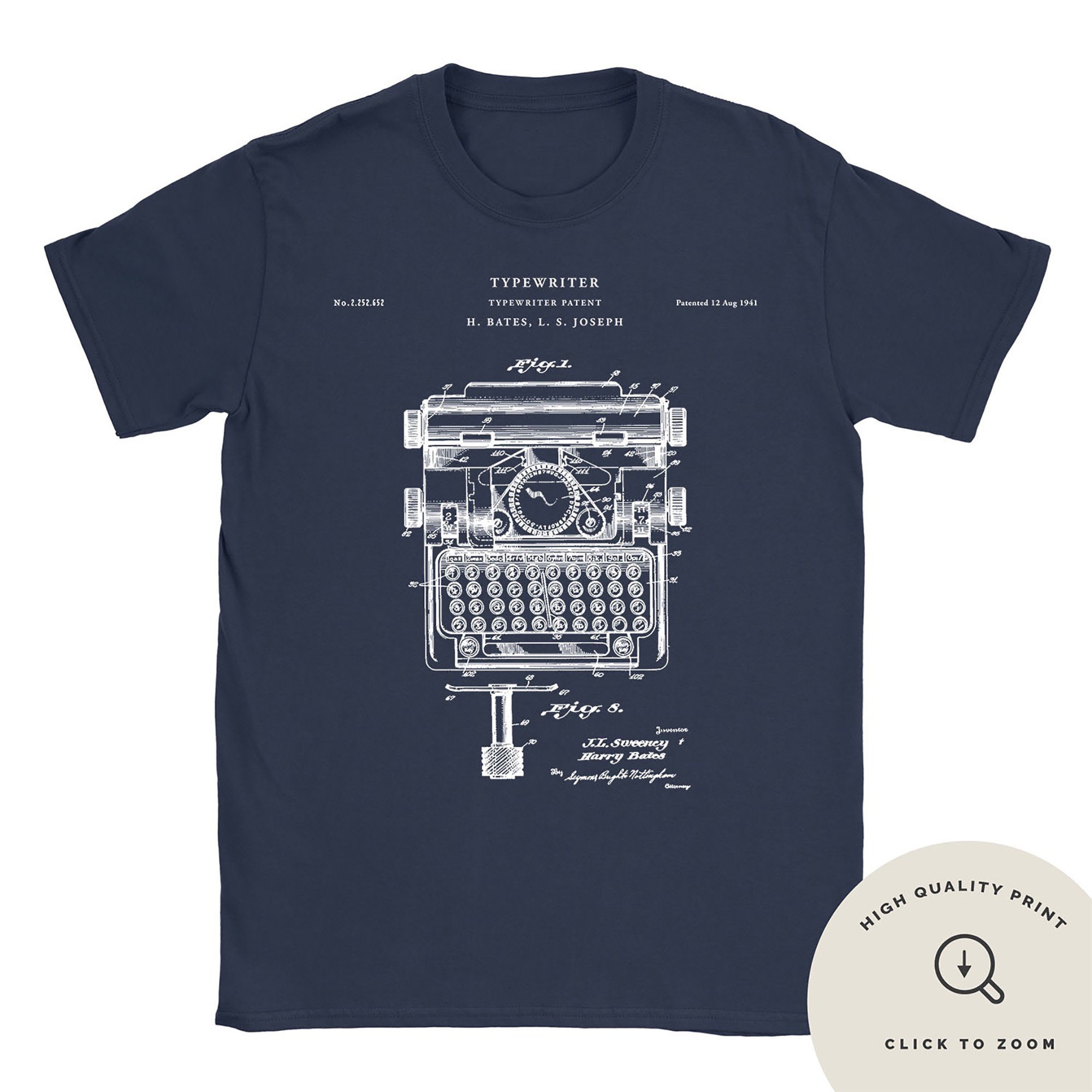 Typewriter Patent T-shirt, Vintage Blueprint Design, PT170 - Etsy