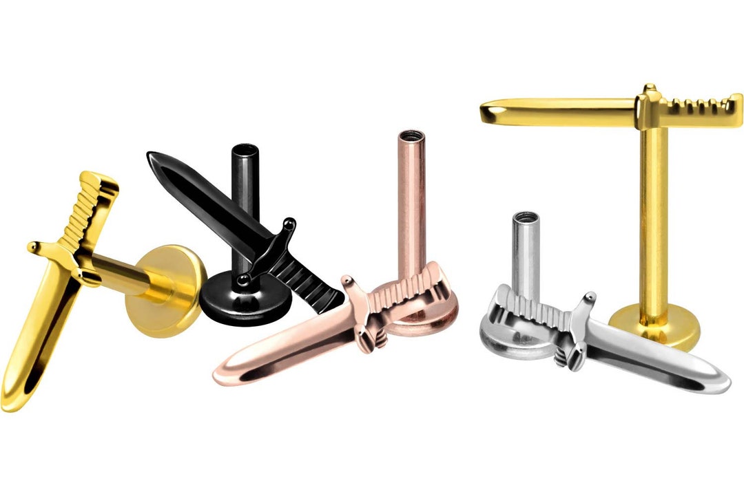 Piercinginspiration® Titanium Internal Thread Labret Sword Dagger ...