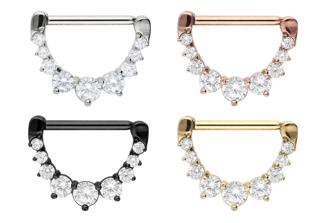 Piercing Inspiration® 9 Crystals Nipple Clicker Piercing - Etsy