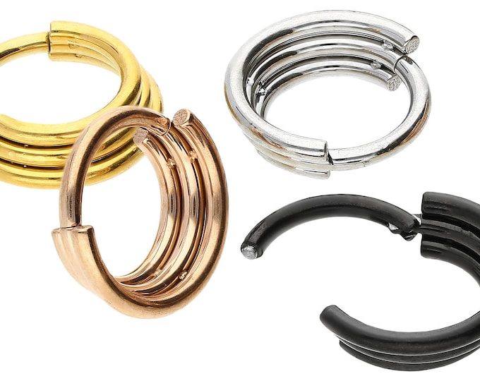 Titanium ASTM F136 Triple Stacked Septum, Daith Piercing Hinged Clicker ...