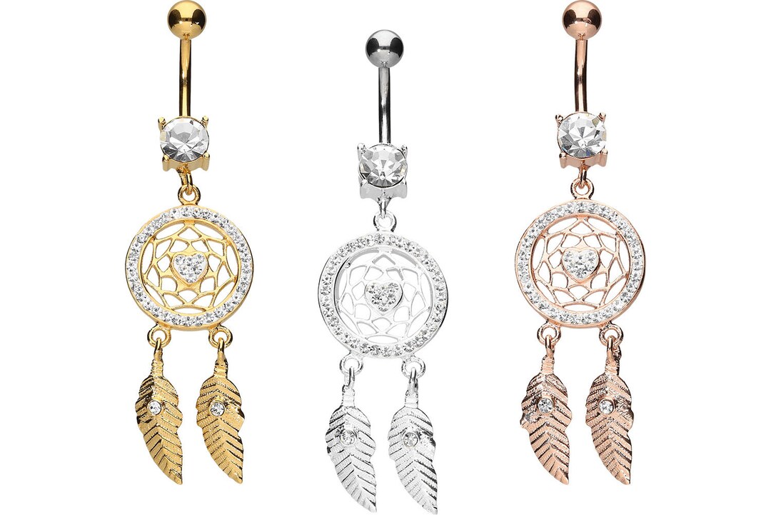 Piercinginspiration® Crystal Heart Dream Catcher Belly Button - Etsy