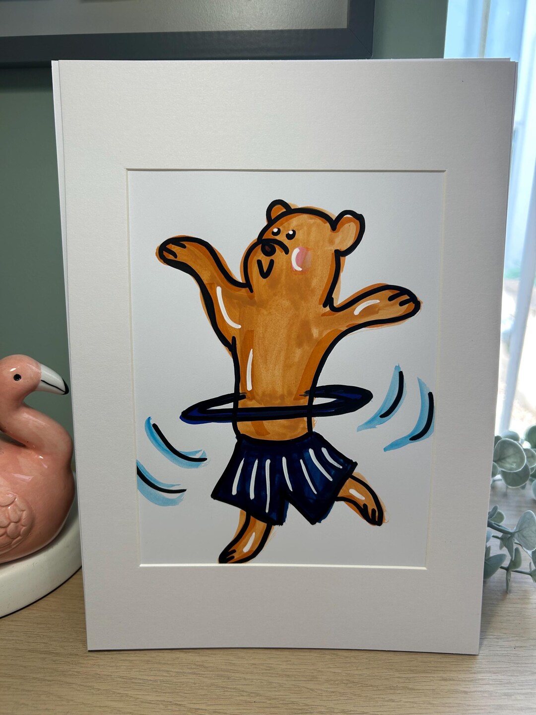 Hula Honey Bear Original Ink and Watercolour Illustration Mounted A4 by ...