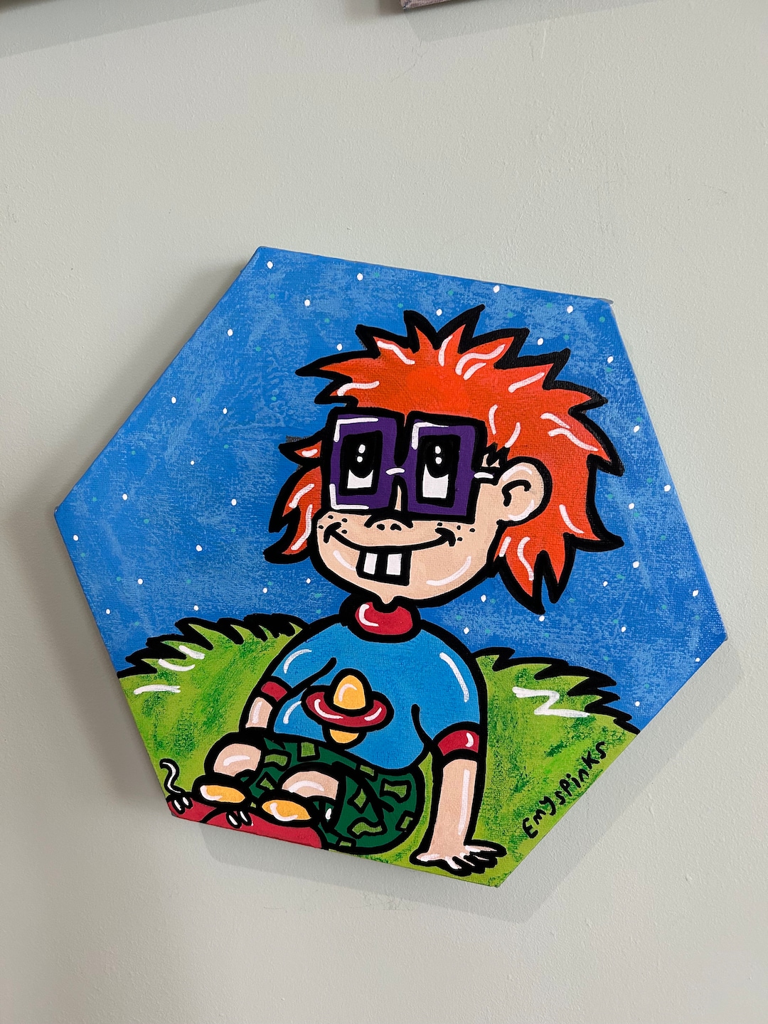 00s Cartoons Chuckie Rug Rats Inspired Art 10.5x12inch Hexagon Shaped ...