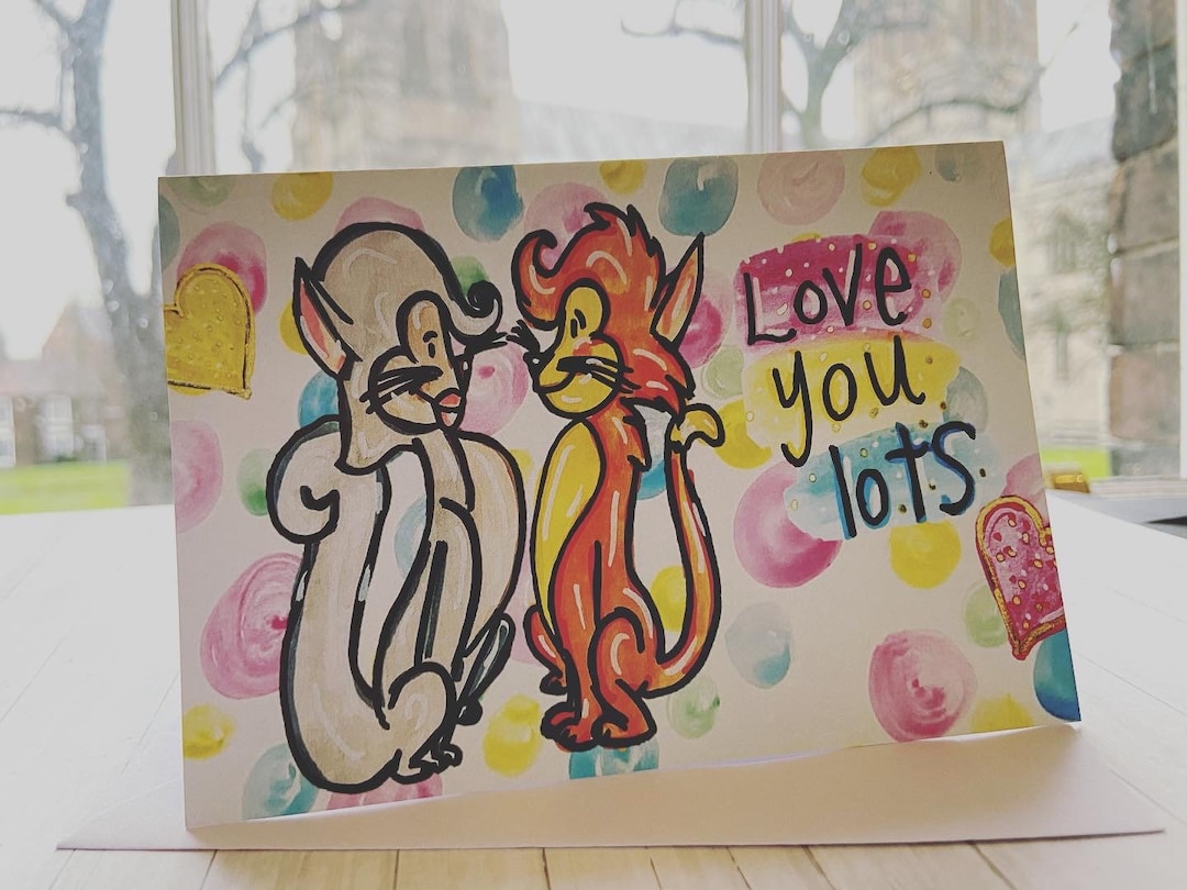 Kissy Cats A6 High Quality Gloss Card by Emy Spinks Arts and - Etsy