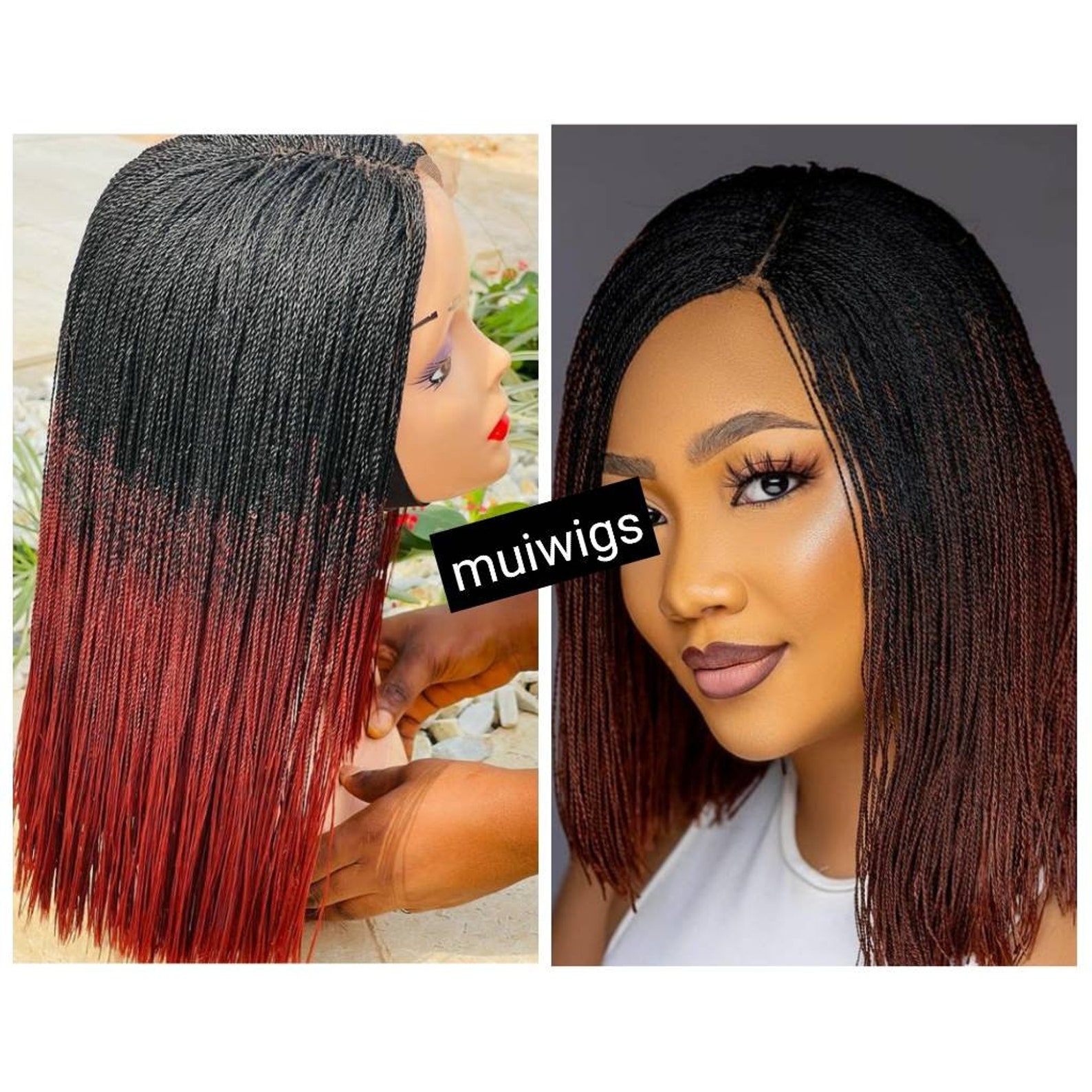 TWIST BRAID WIGS, Short Micro Millionbraid Wig, Human Hair Lace Front ...