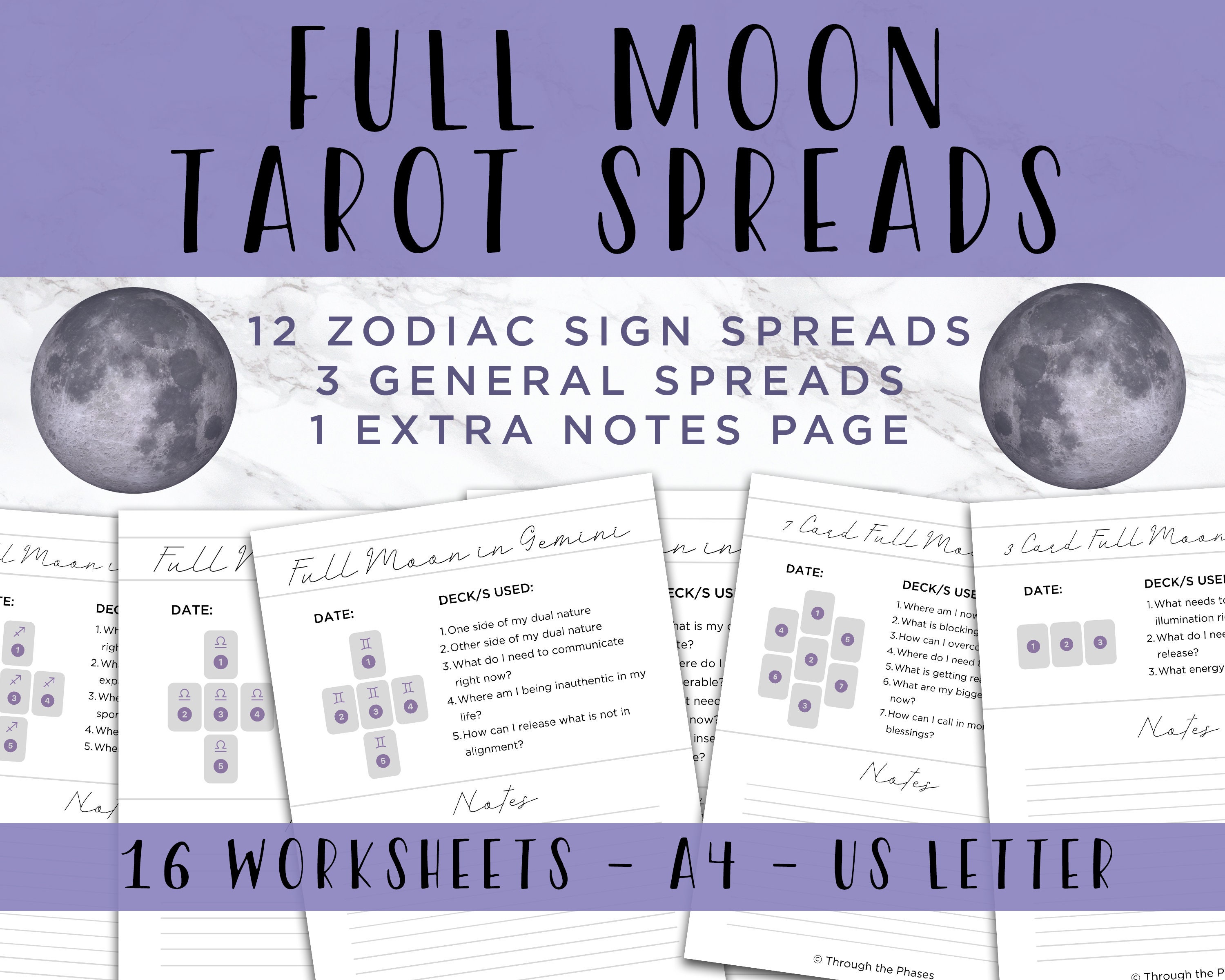Full Moon Tarot Spreads | Tarot Printable | Tarot Card Spread | Tarot ...