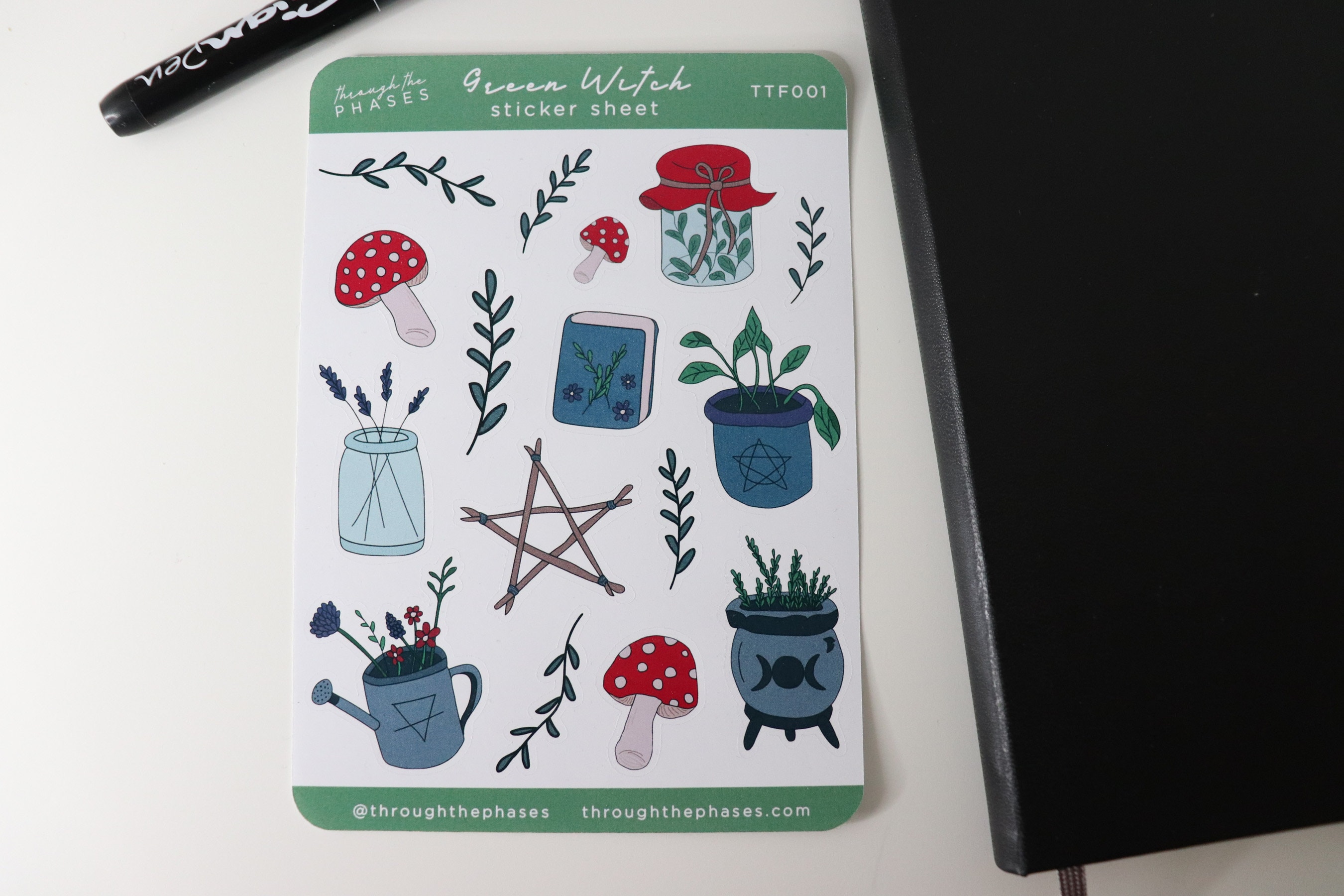 Green Witch Sticker Sheet Book of Shadows Stickers Witchy | Etsy