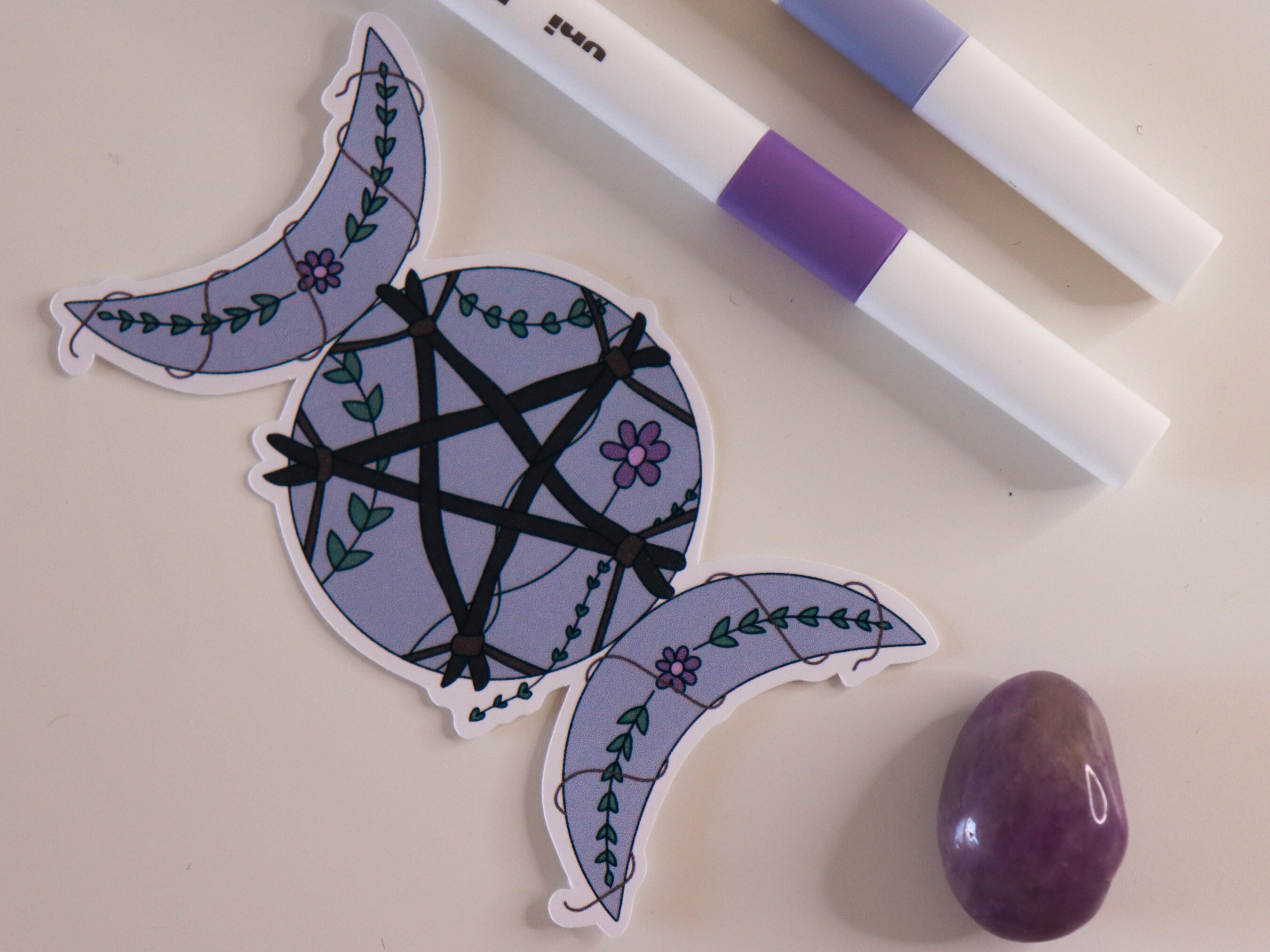 Triple Moon Stickers Boho Stickers Witch Stickers Triple | Etsy