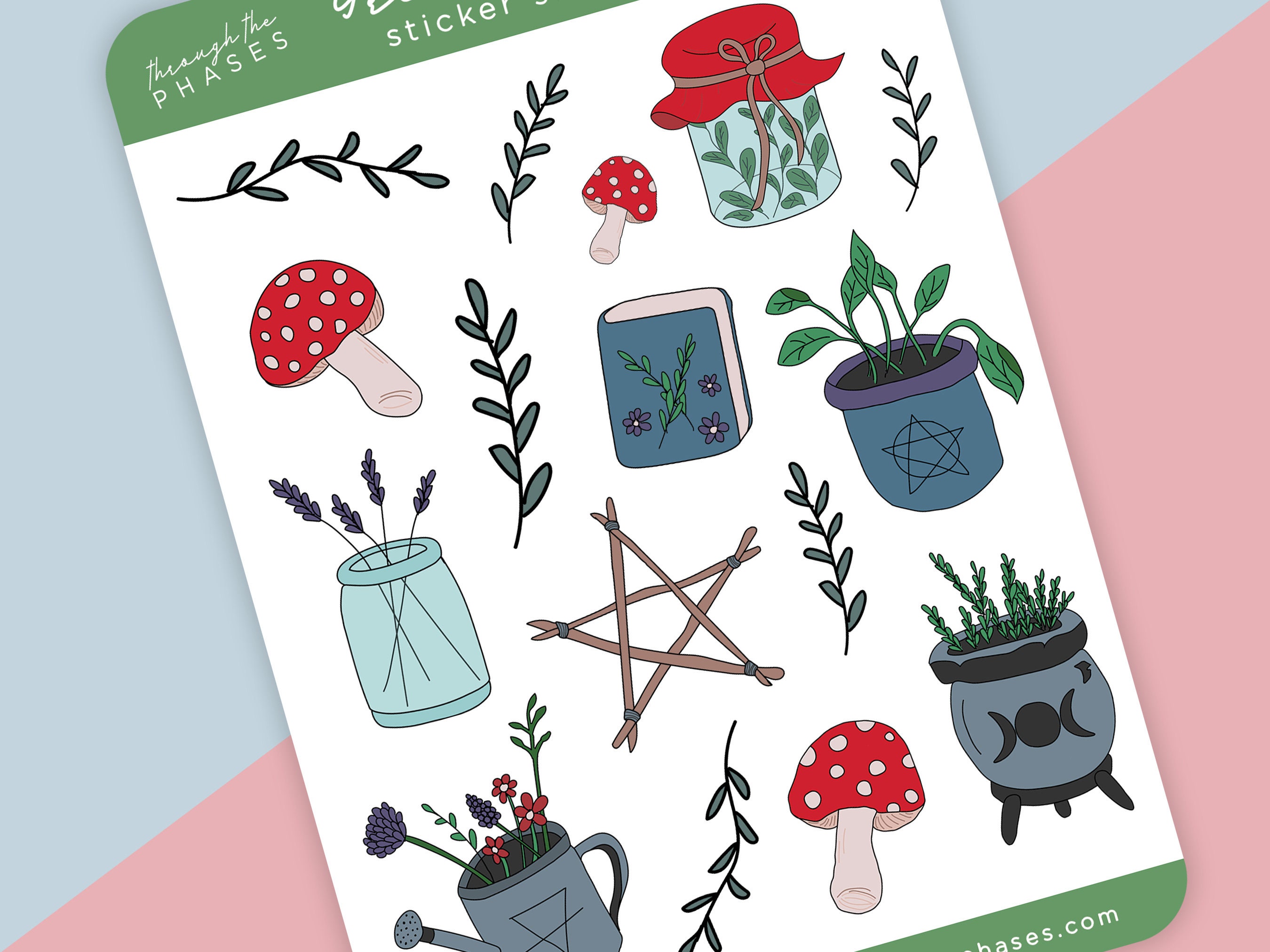 Green Witch Sticker Sheet Book of Shadows Stickers Witchy | Etsy