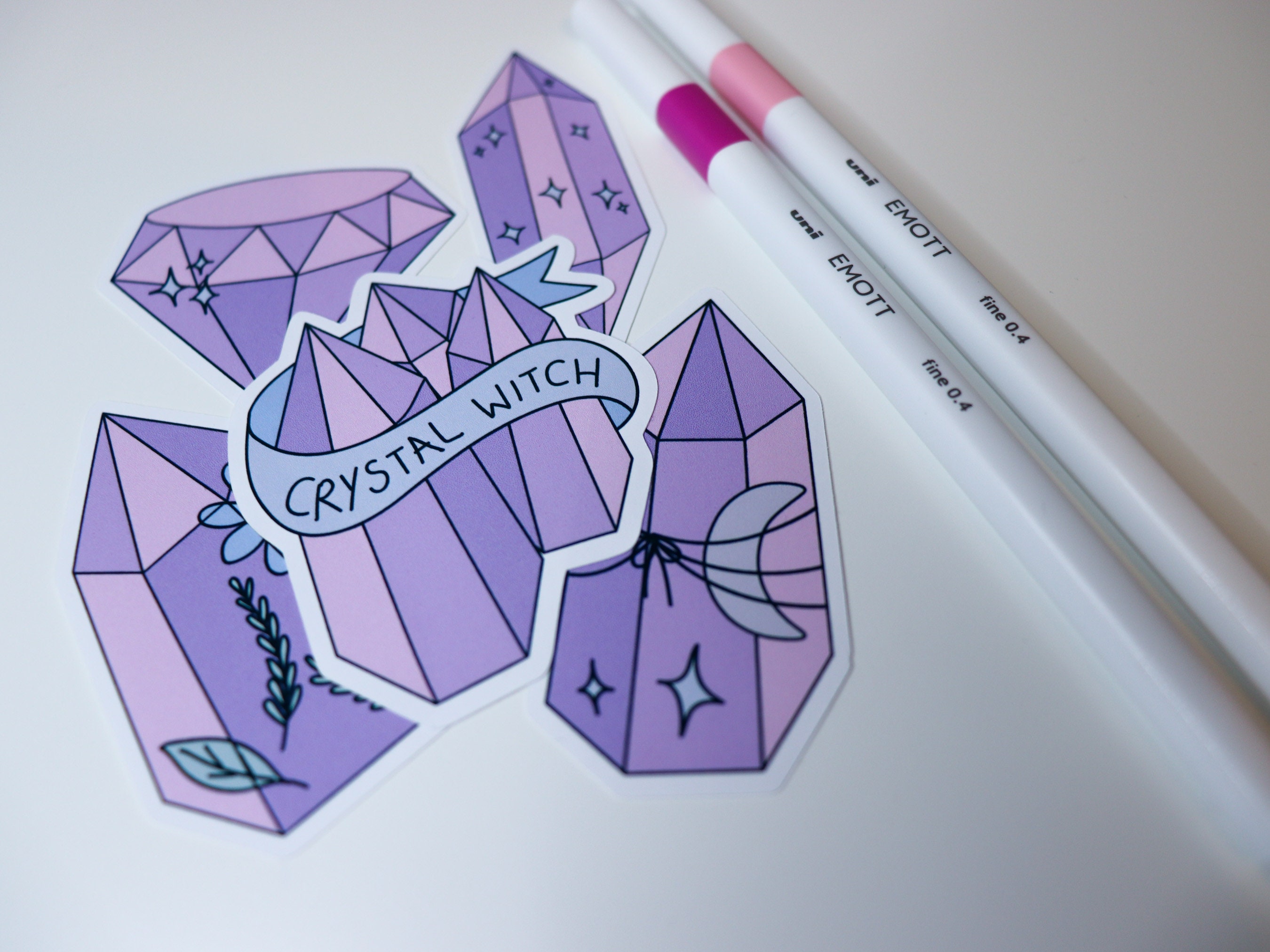 Crystal Witch Sticker Pack Pink Crystal Stickers Purple | Etsy