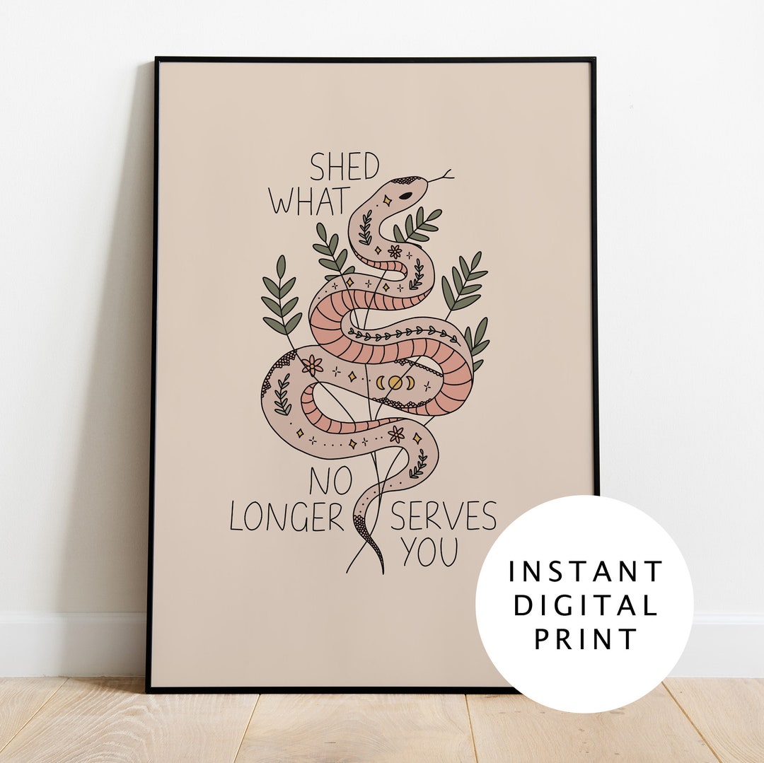 Floral Snake Print Digital. Spiritual Art Print, Snake Lover Gift ...