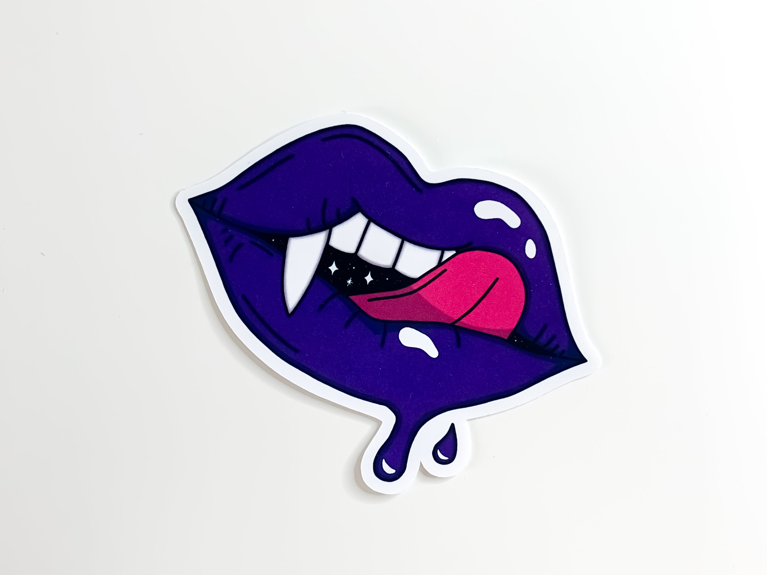 Purple Vampire Dripping Lips Sticker Emo Aesthetic Stickers - Etsy