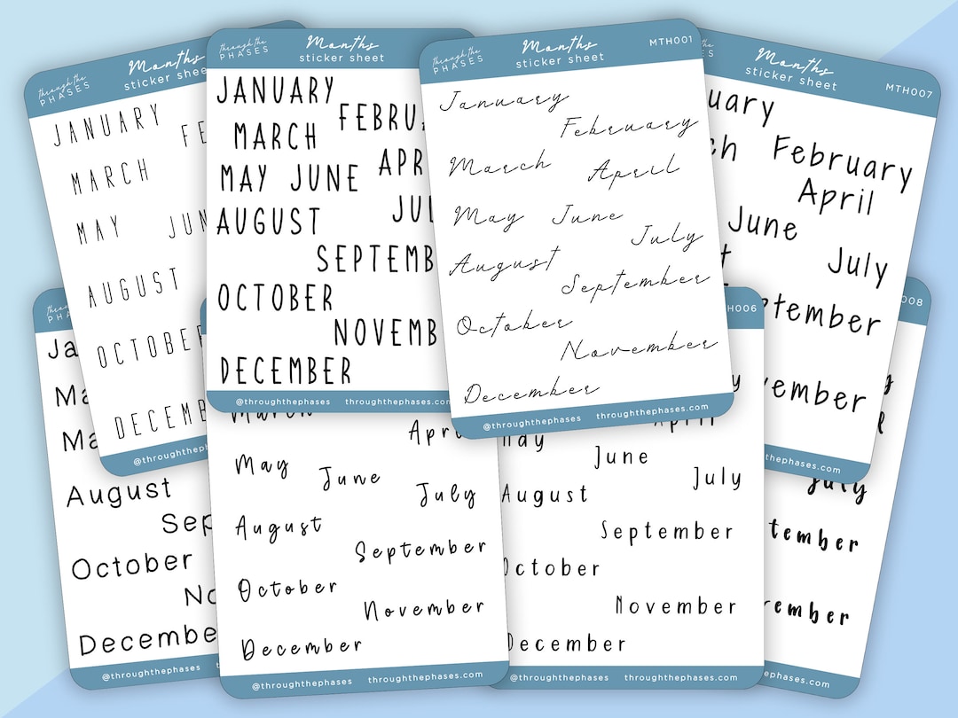 Month Stickers for Planner / Planner Stickers, Bujo Stickers, Monthly ...