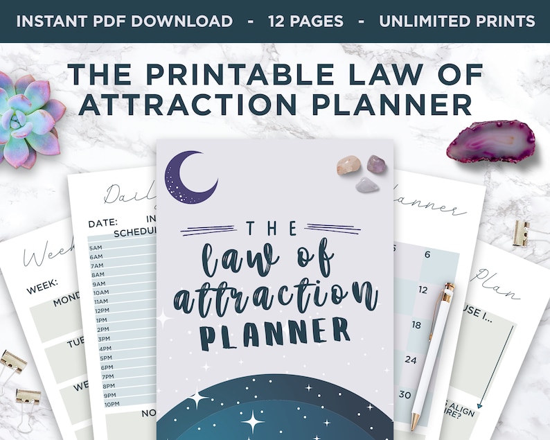 Law Of Attraction Planner Manifestation Journal Printable Etsy