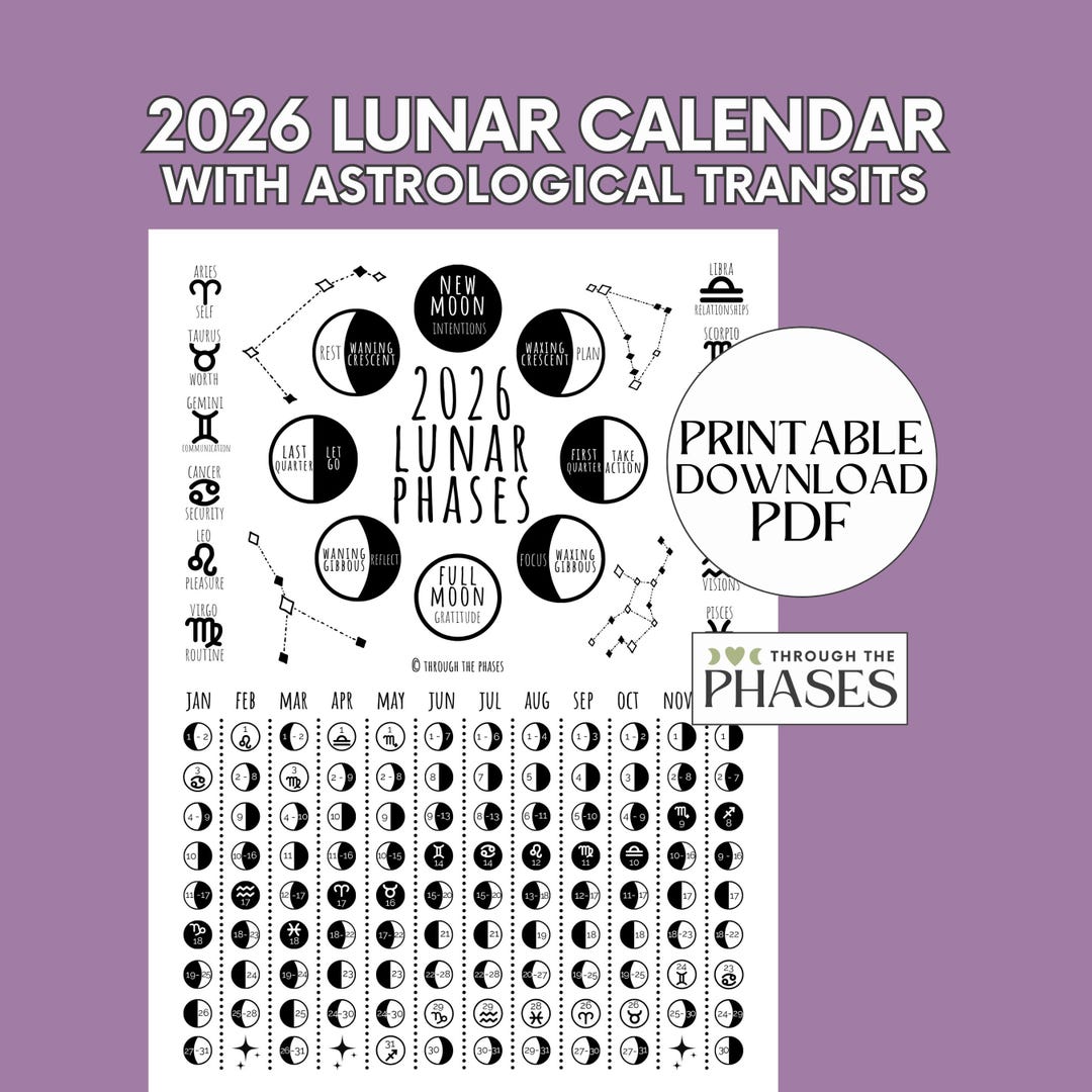 Calendrier lunaire 2026 à télécharger : phases de pleine lune et de ...