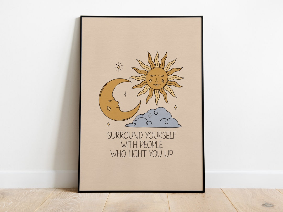 Sun and Moon Spiritual Wall Art. Boho Wall Prints, Zen Witch Print ...