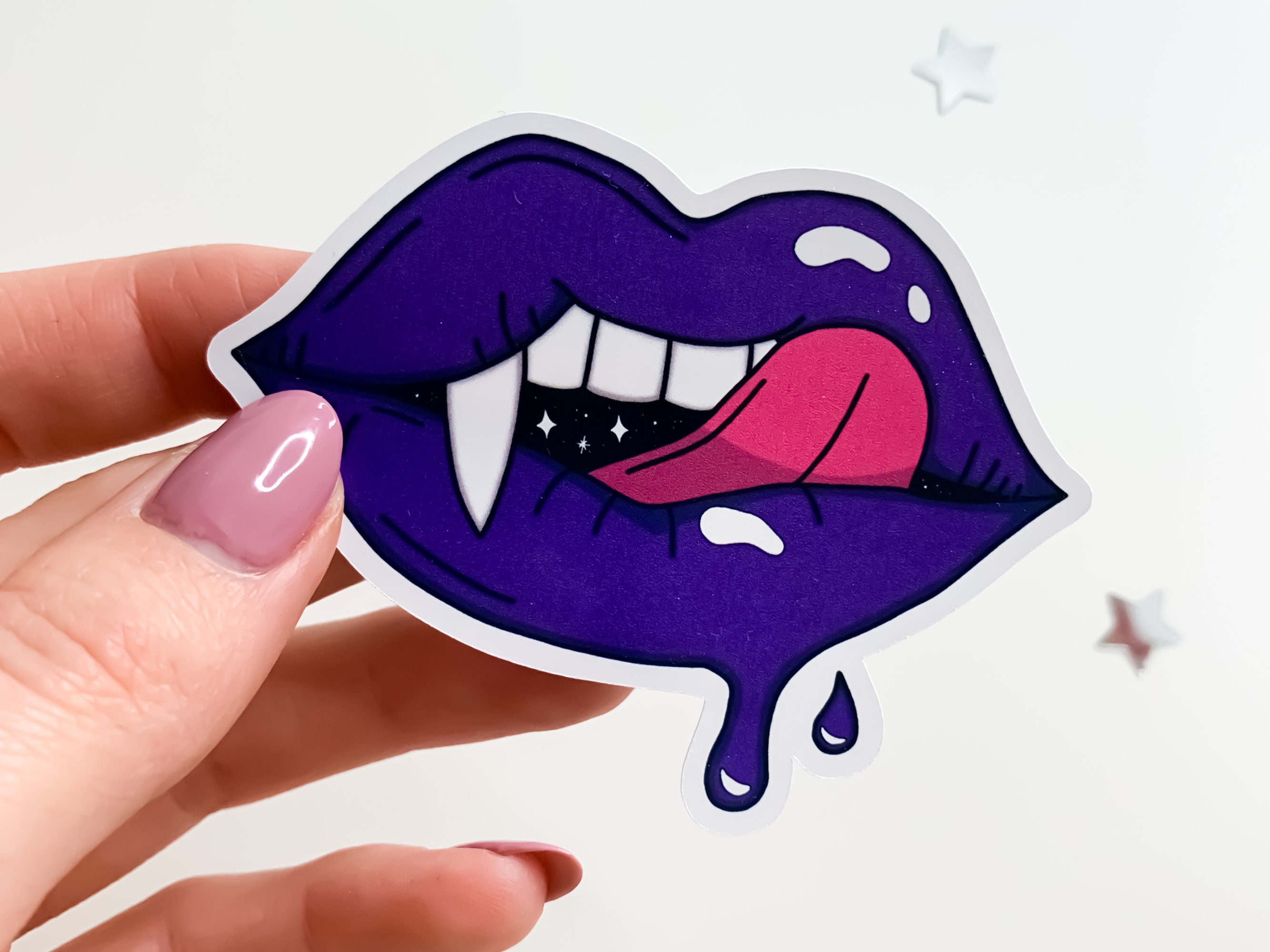 Purple Vampire Dripping Lips Sticker Emo Aesthetic Stickers - Etsy