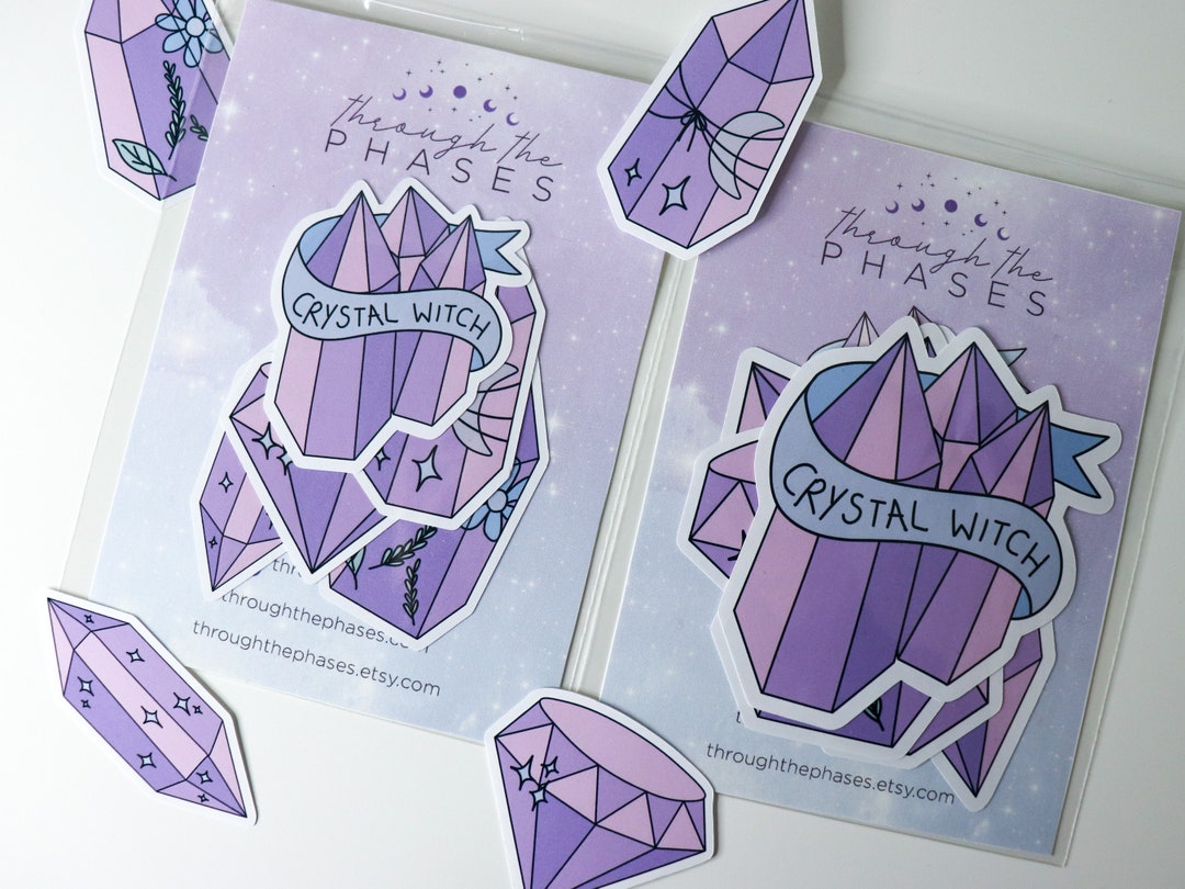 Crystal Witch Sticker Pack | Pink Crystal Stickers, Purple Witchy ...