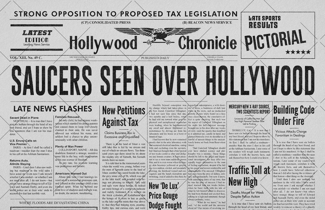 Saucers Seen Over Hollywood, Plan 9 From Outer Space Newspaper ...
