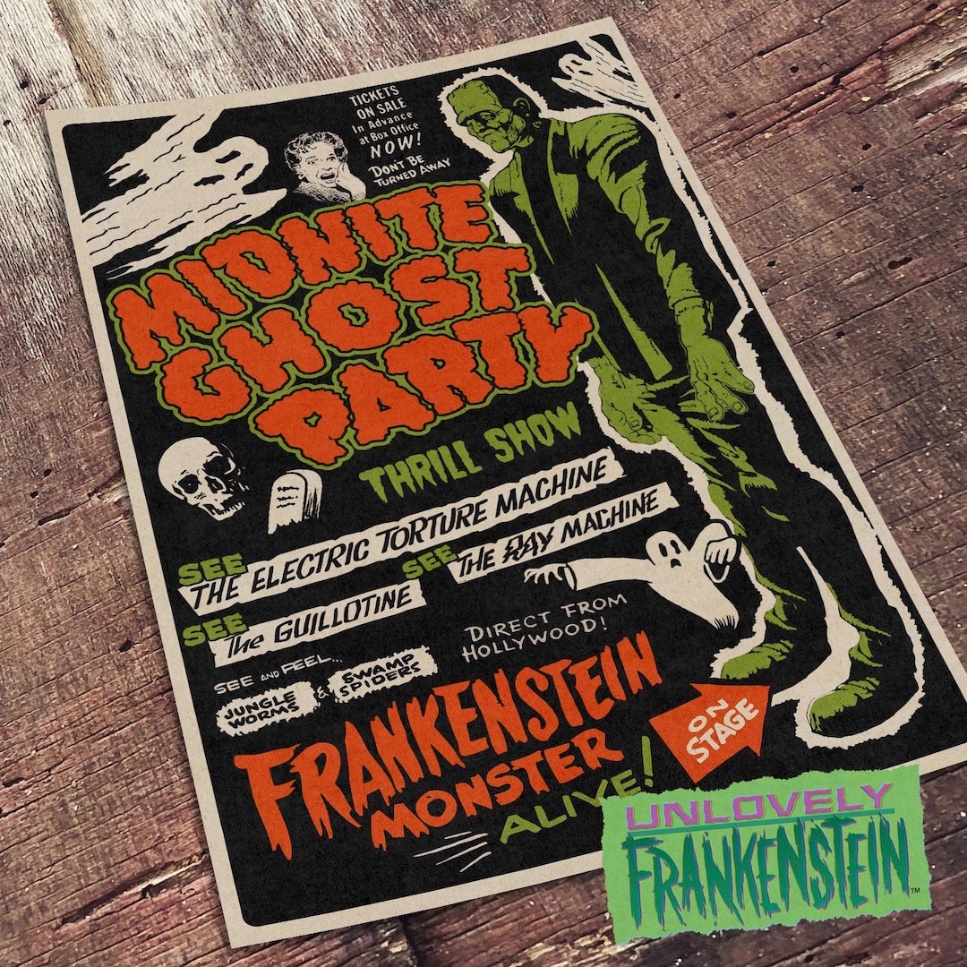 Midnite Ghost Party/spook Show Poster | 11x17 Art Print - Etsy