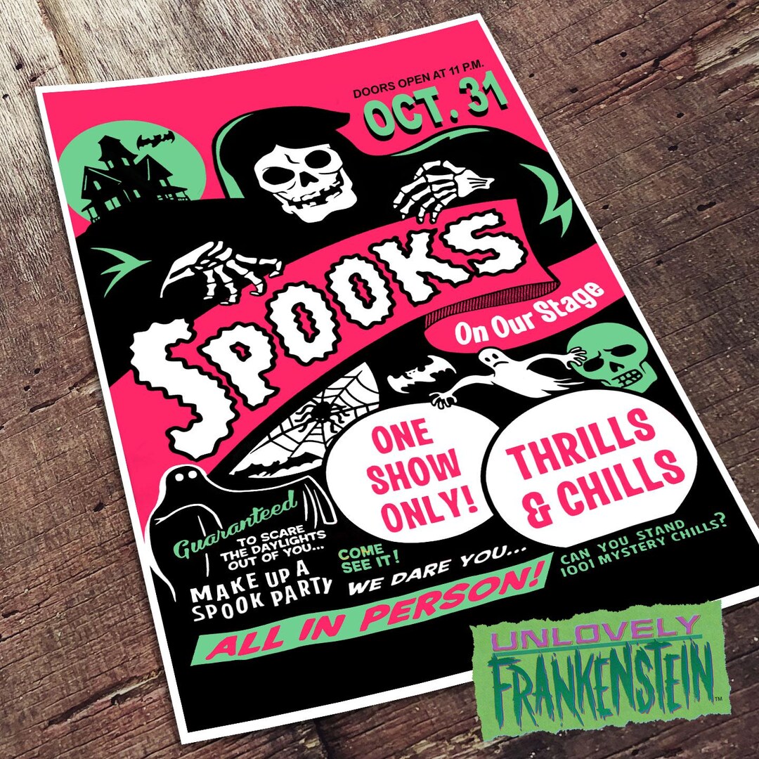 Spooks on Our Stage: Spook Show Poster | 11x17 Art Print - Etsy