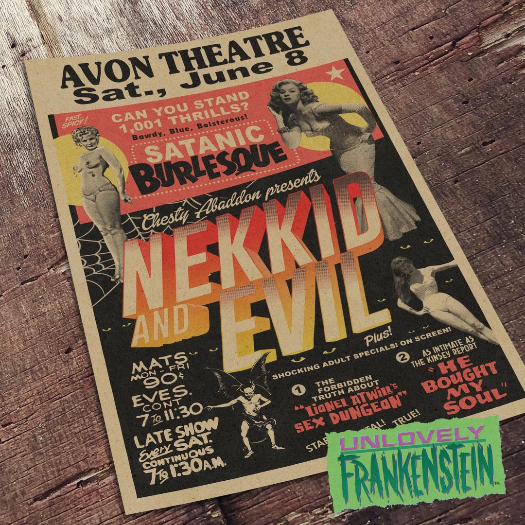 Satanic Burlesque Presents Nekkid and Evil! | 11x17 Art Print - Etsy