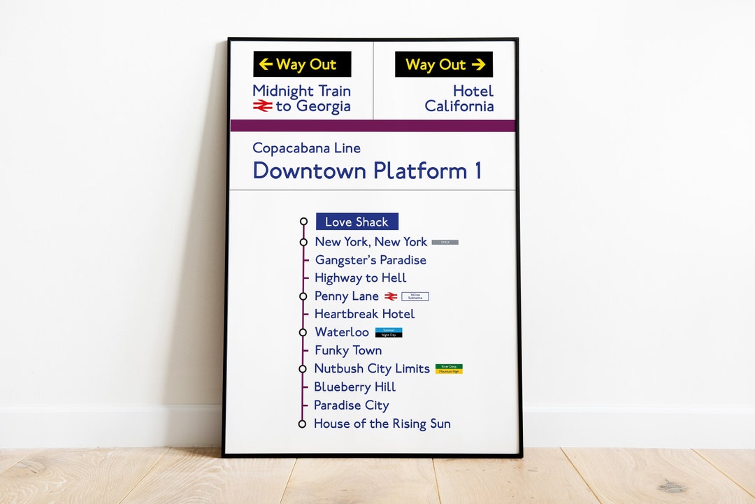 Song Locations Alternative Tube Map Unframed Print Canvas - Etsy UK