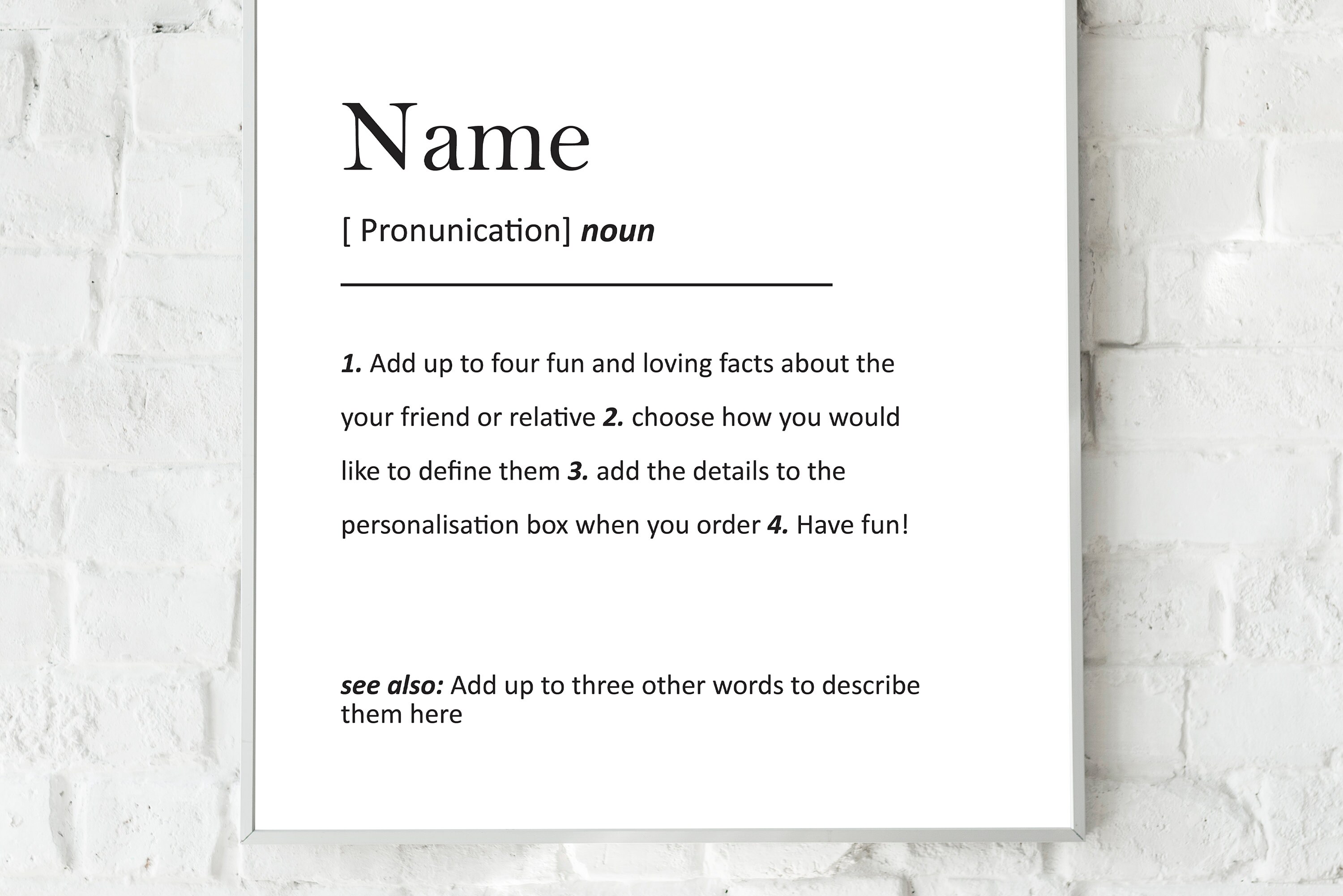 Personalised Dictionary Definition Unframed Print Canvas or - Etsy UK