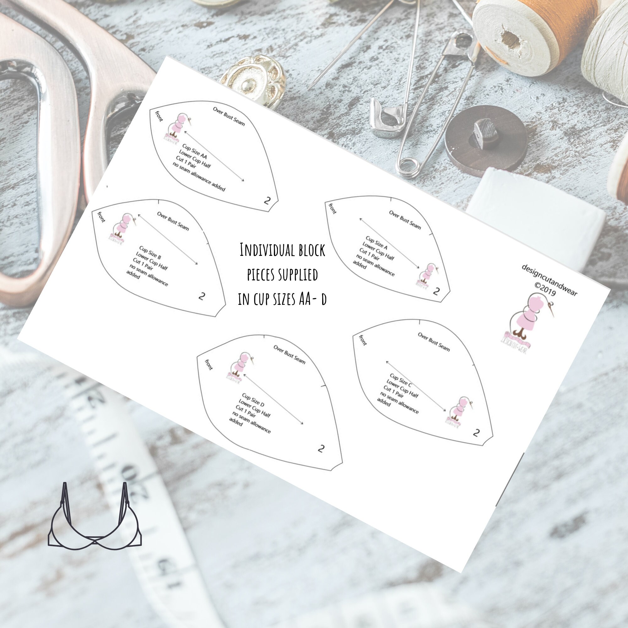 Basic BRA Block -sloper - Cup Sizes AA - D - Ideal for Pattern Cutters ...