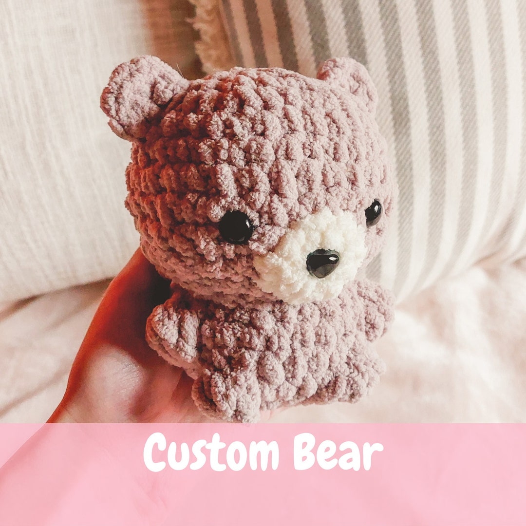 CUSTOM Teddy Bear Plushie, Personalized Crochet Bear Stuffed Animal ...