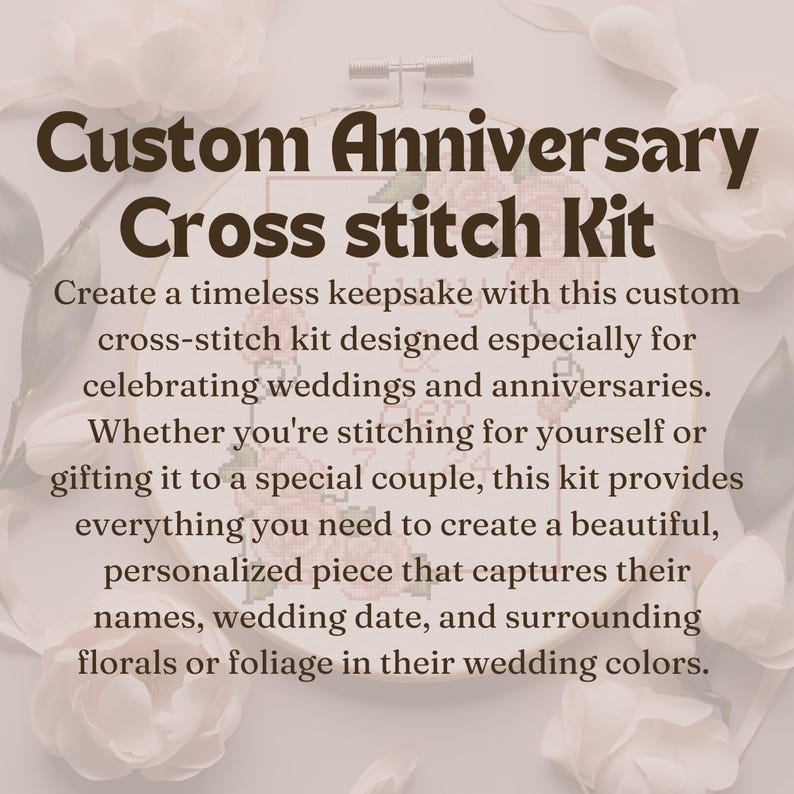 Custom Anniversary Cross Stitch Kit, Personalized Keepsake DIY Project ...