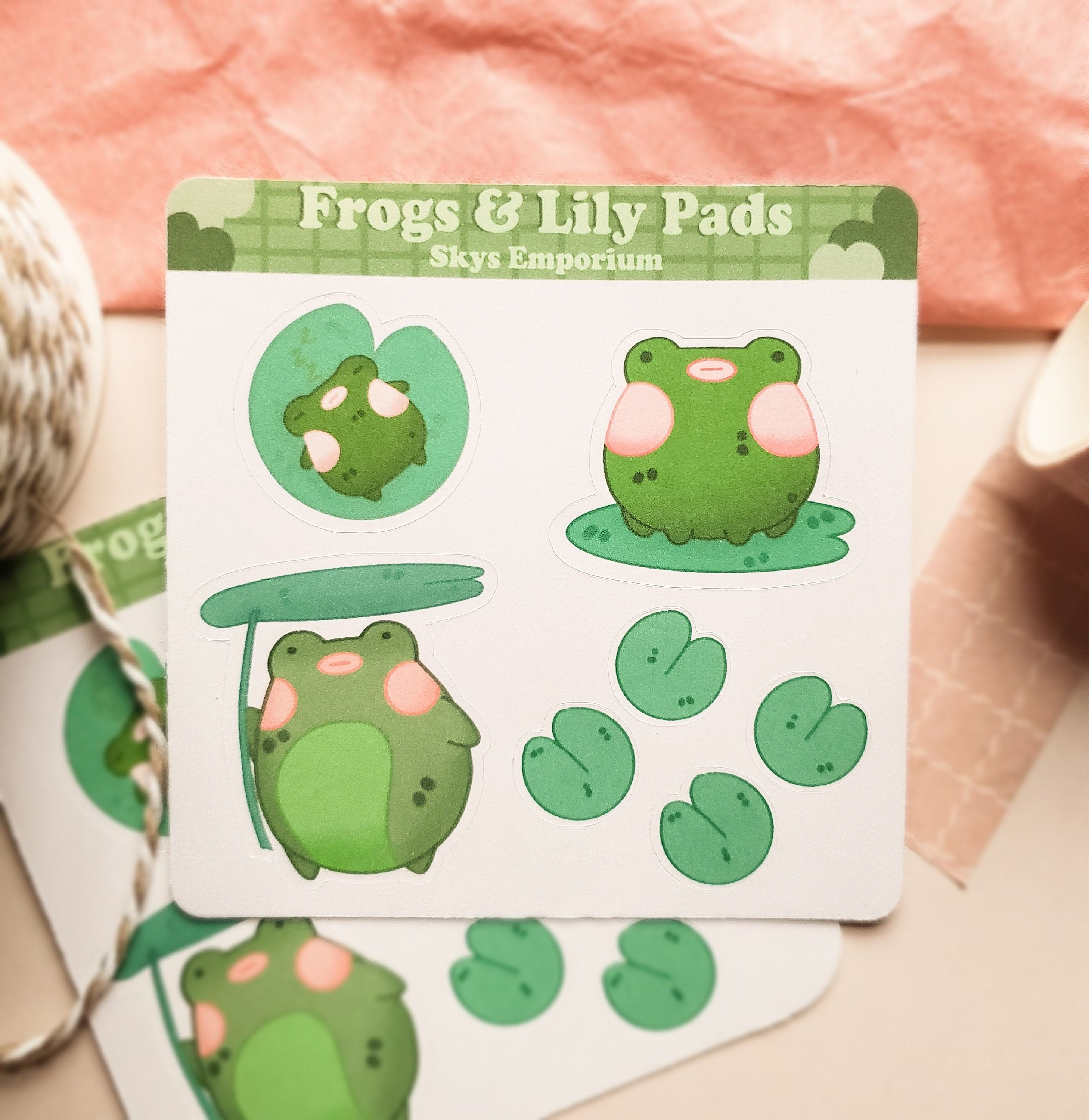 Cute Frog Sticker Sheet Kawaii Lily Pad Bullet Journal Etsy
