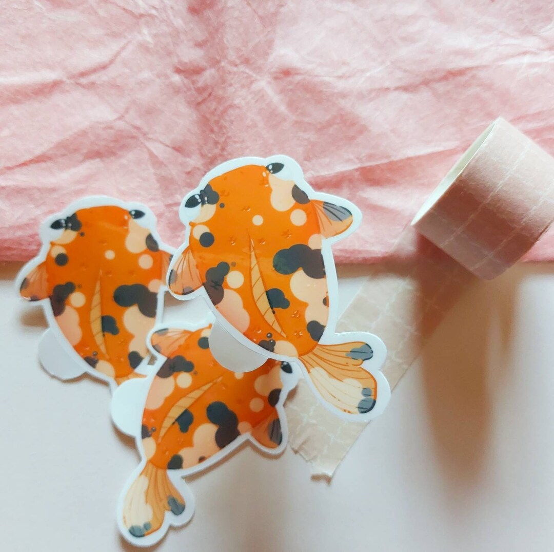 Koi Fish Vinyl Sticker, Fish Laptop Decal, Water Bottle Sticker, Kindle ...