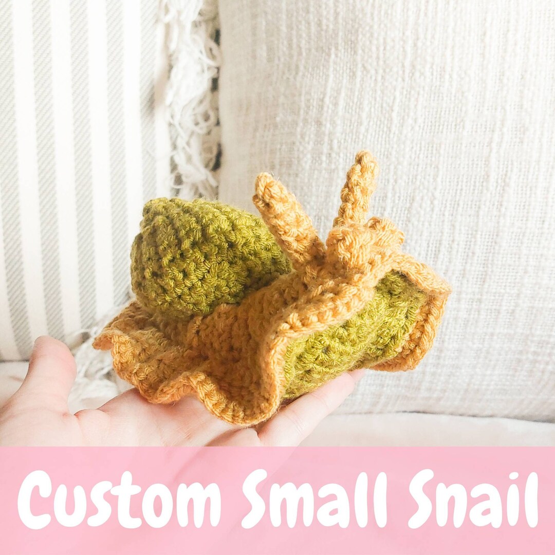 CUSTOM Small Snail Plushie Made to Order, Cute Crochet Slug Stuffed ...