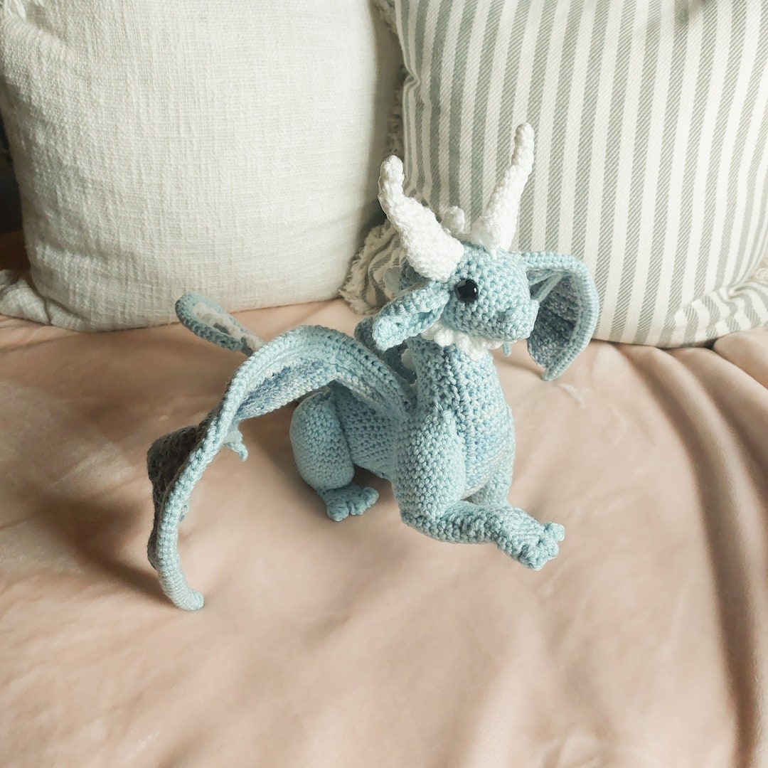 Crochet Dragon Plushie, Dnd Plushie, Handmade Wyvern Stuffed Animal ...