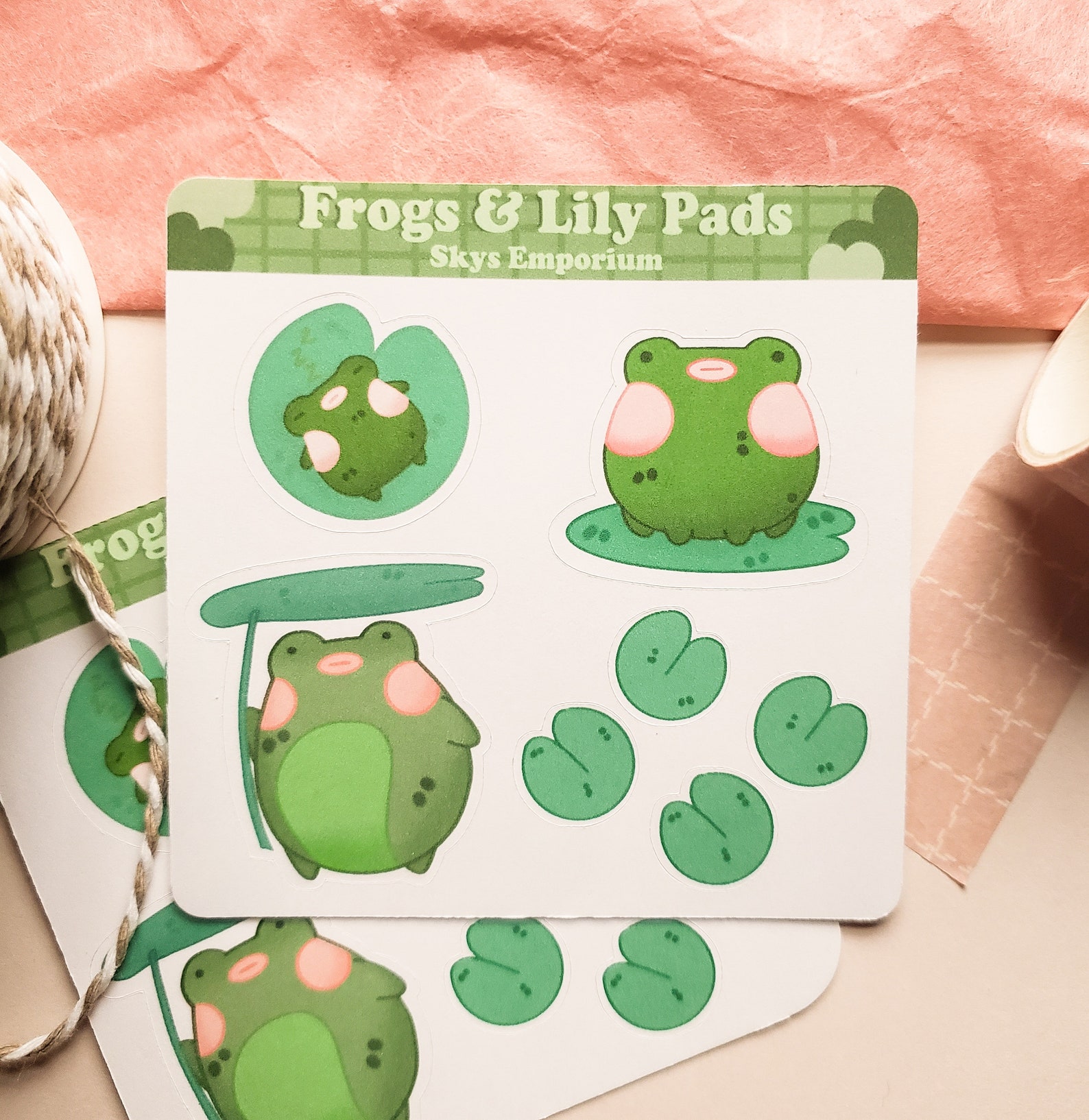 Cute Frog Sticker Sheet Kawaii Lily Pad Bullet Journal Etsy