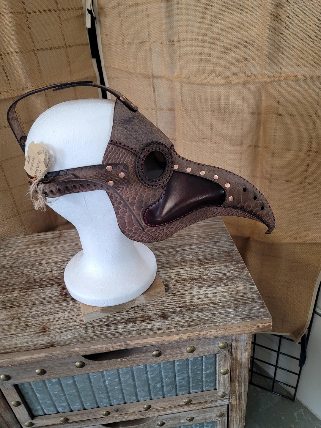 Dark Brown Python Embossed W Dark Red Leather Plague Doctor Mask - Etsy