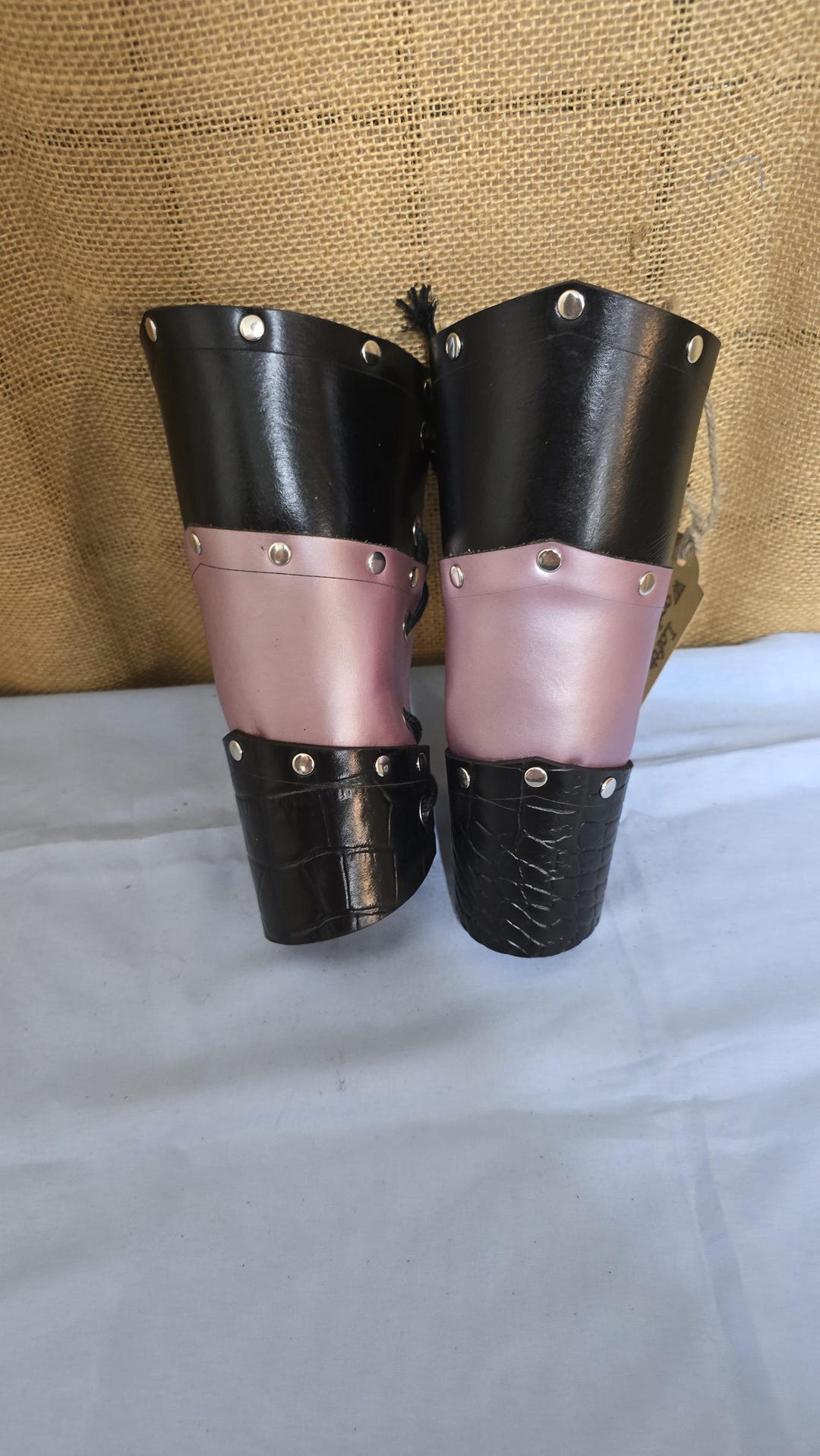 Leather Arm Bracers W Metallic Pink and Black - Etsy