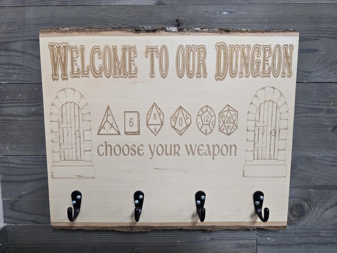 Dnd Welcome to Our Dungeon Key Hook Sign (laser Engraved Wood Art) - Etsy