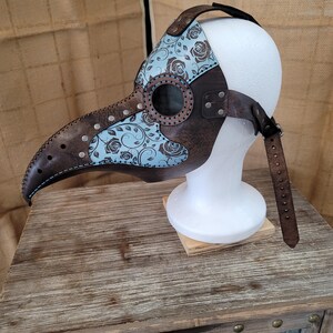 Dark Brown and Blue Rose Engrave Leather Plague Doctor Mask - Etsy