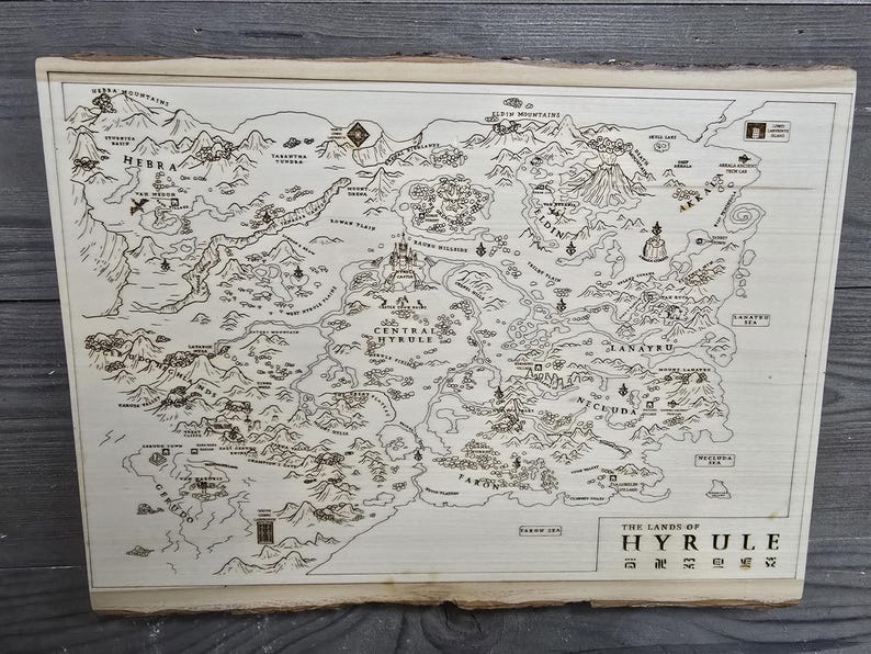 Hyrule Map (laser Engraved Wood Art) - Etsy