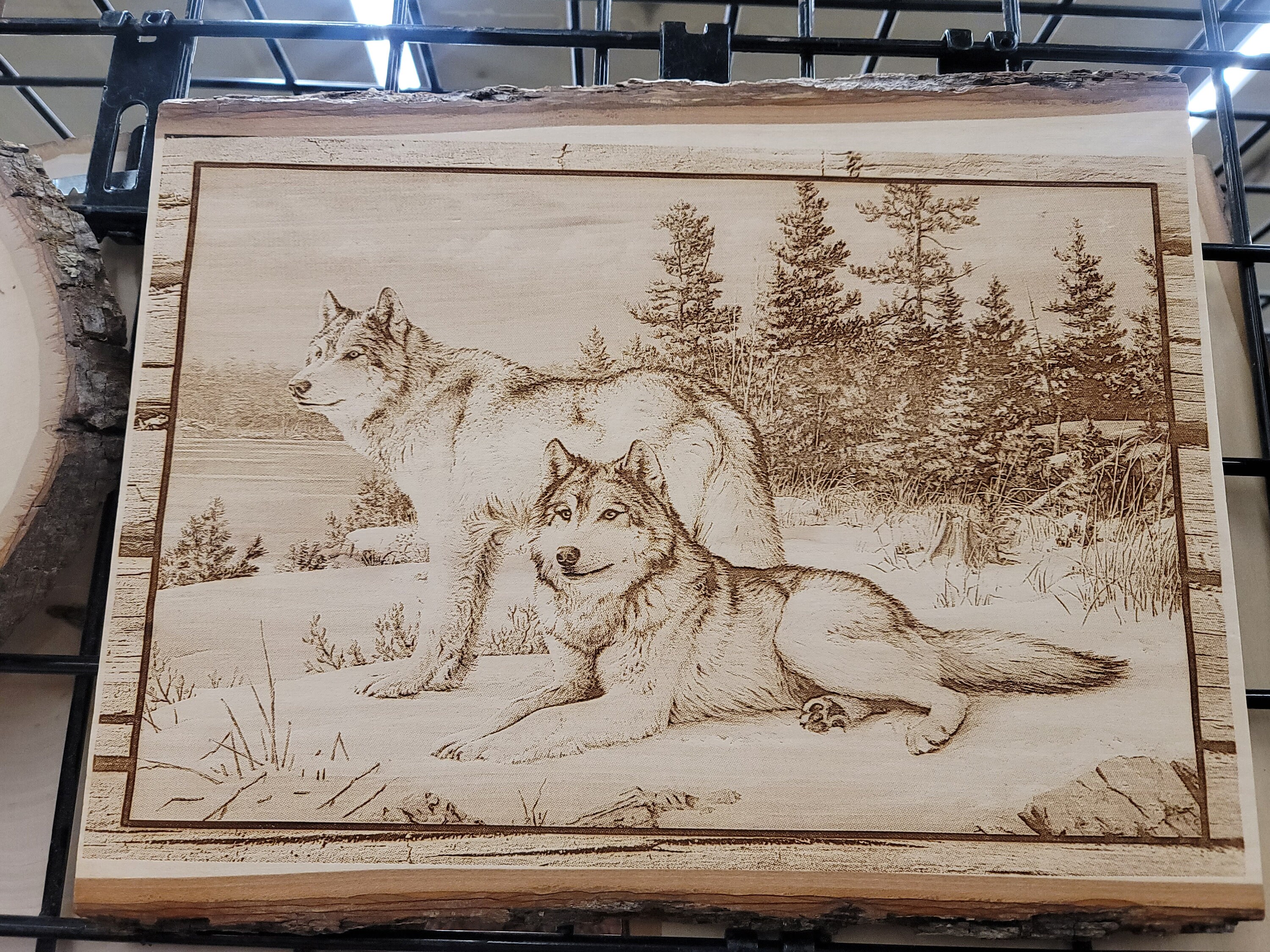 Multiple 3d Laser Engraved Wolf Design on Bark - Etsy