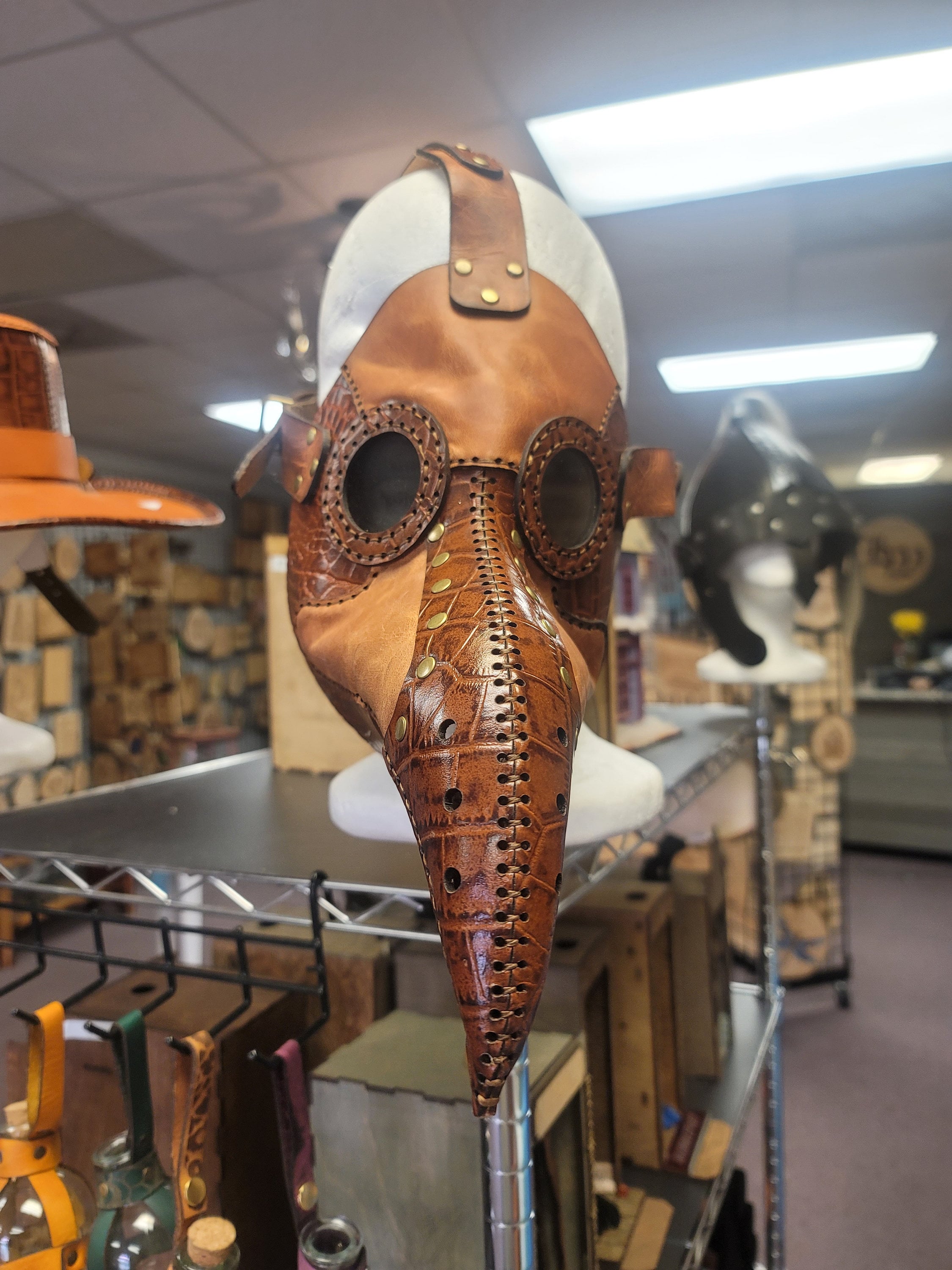 Flat Lense Style Leather Plague Doctor Mask - Etsy