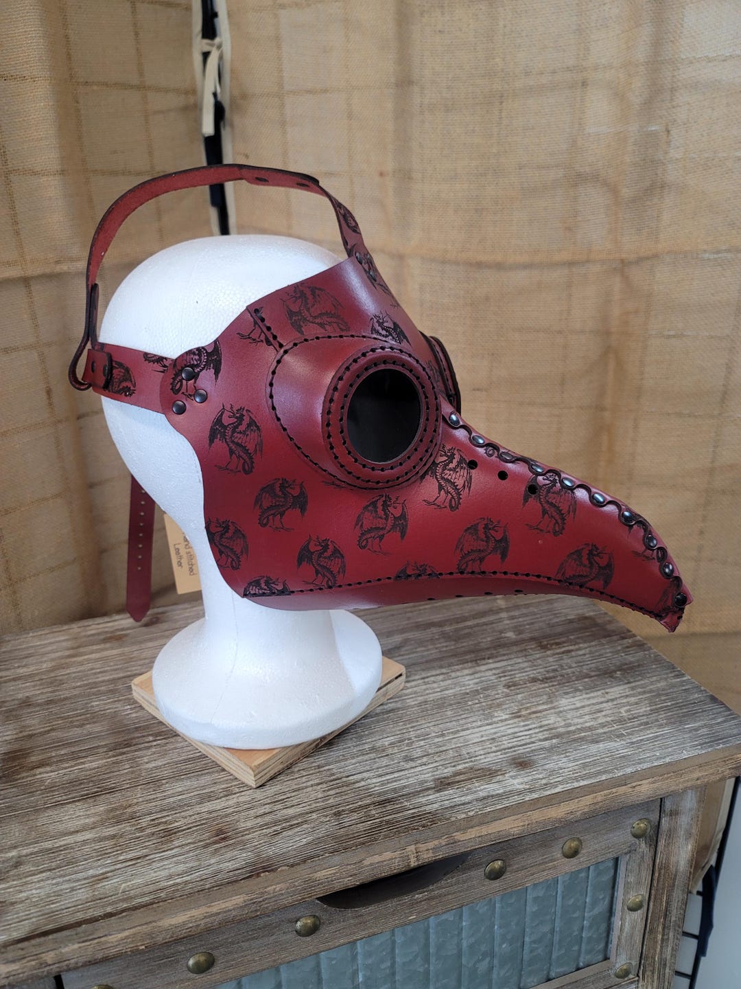 Red Leather Dragon Engrave Plague Doctor Mask - Etsy