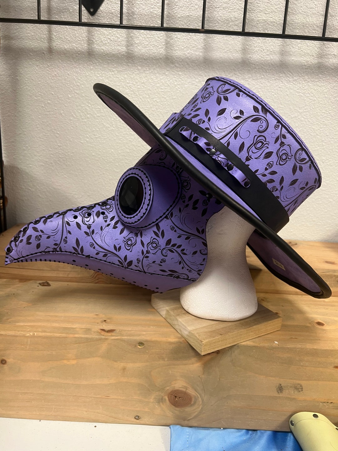 Handmade Leather Plague Doctor Mask and Top Hat Set | Veg-tanned ...