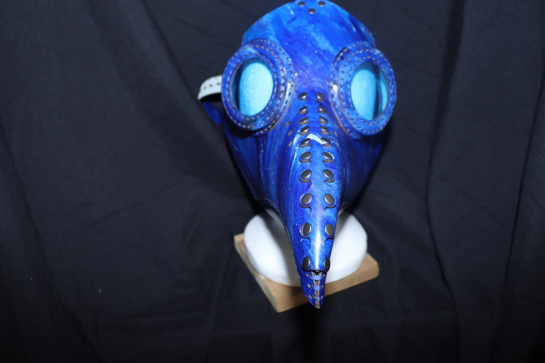 Custom Dyed Blue Leather Plague Doctor Mask - Etsy