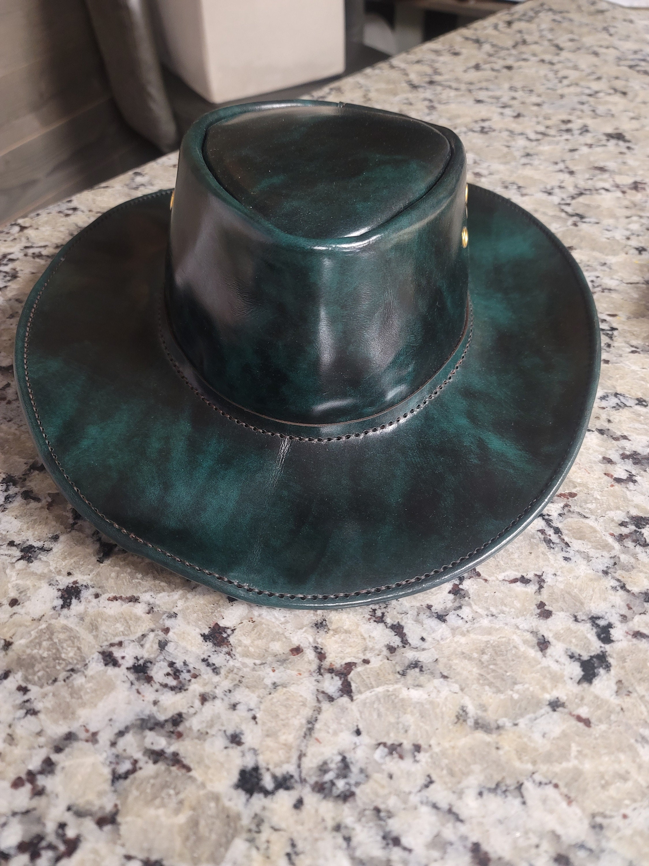 Leather Outback Cowboy Hat - Etsy