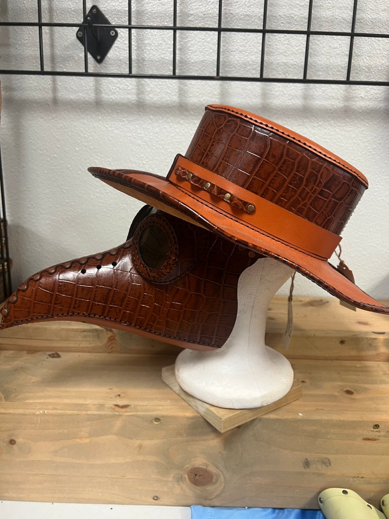 Handmade Leather Plague Mask and Top Hat Combo - Etsy