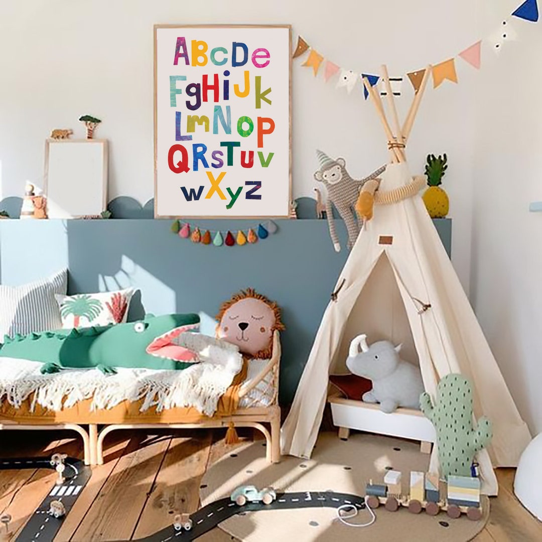 Alphabet Nursery Art Print, DIGITAL DOWNLOAD, Nursery Decor, Alphabet ...