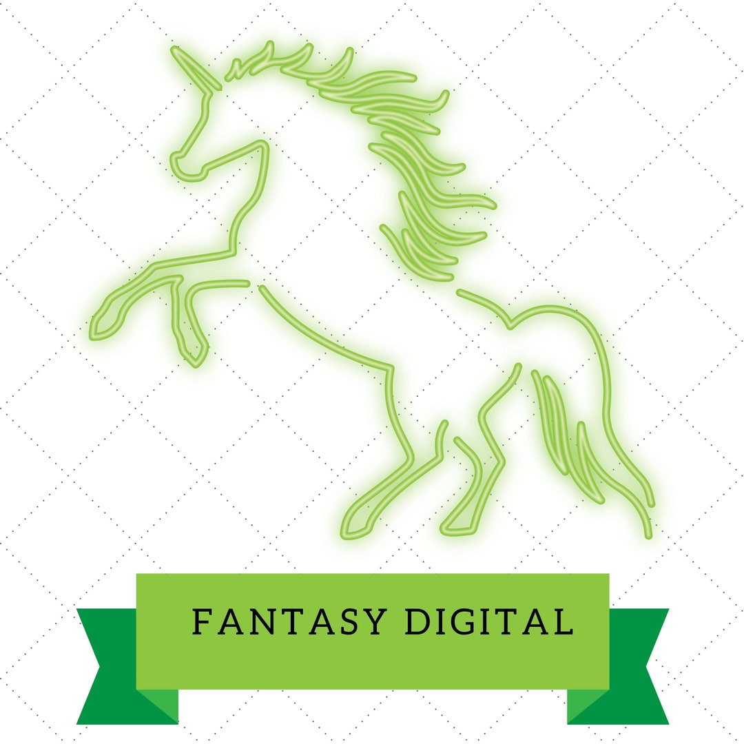 Light Green Neon Unicorn Clip Art Fantasy Stunning Vector Files ...